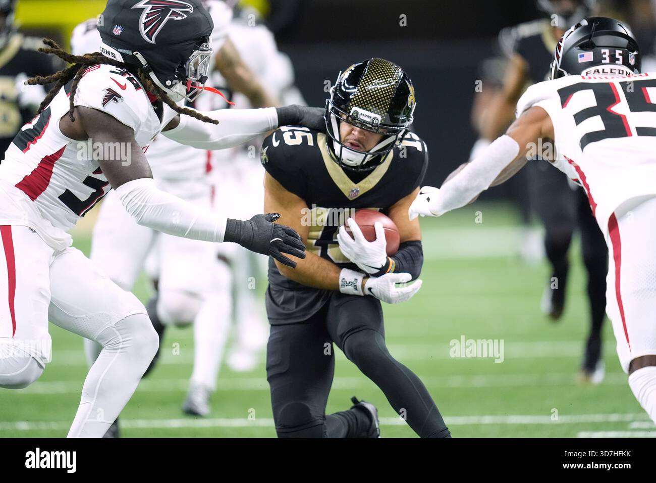New Orleans Saints wide receiver Mason Tipton (15) carries on a long ...