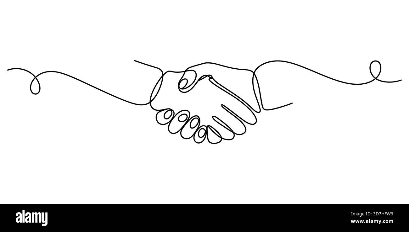 Continuous line drawing of a handshake, symbolizing partnership Stock ...