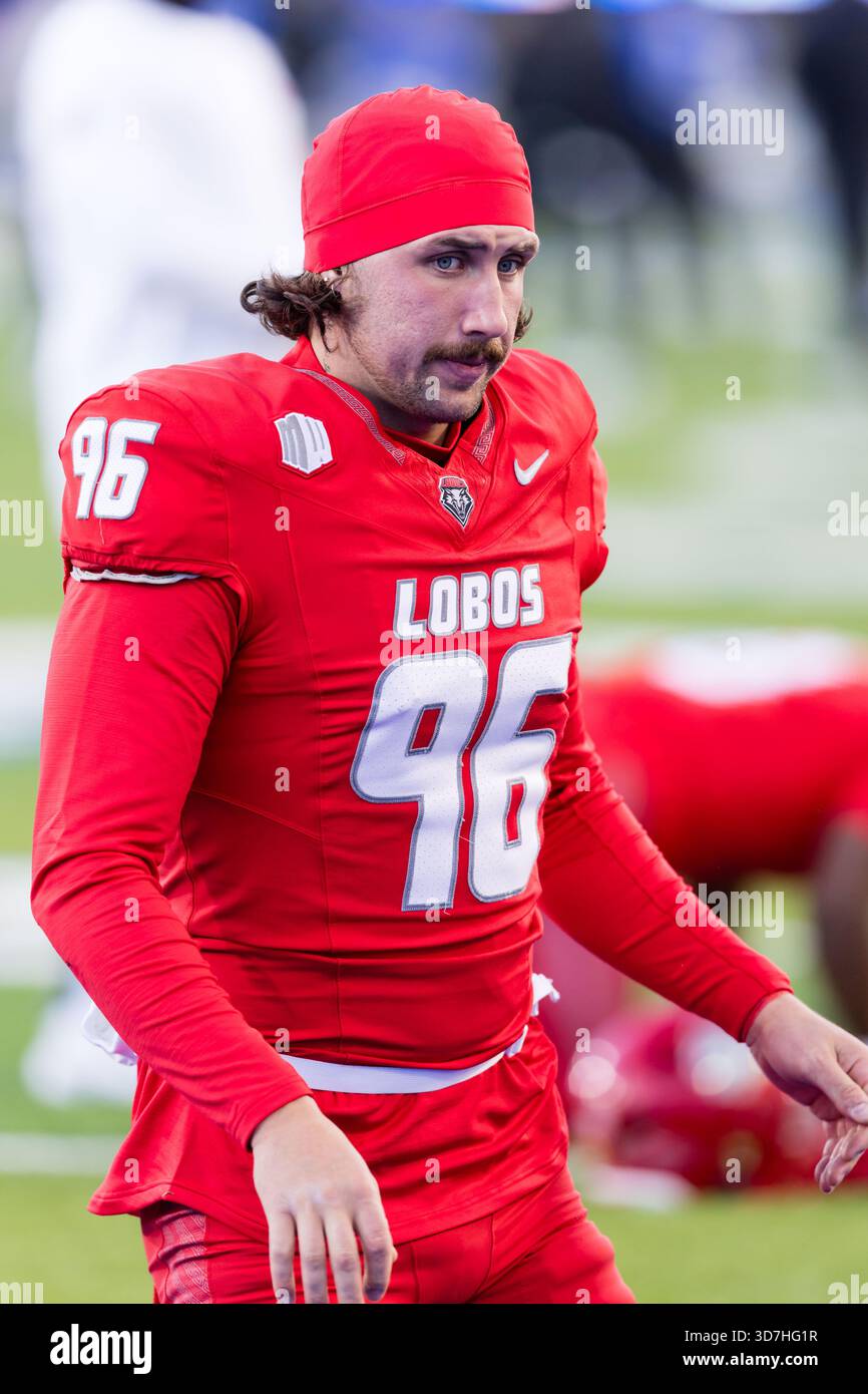 November 22, 2025: New Mexico punter Daniel Hughes (96) prior to a ...