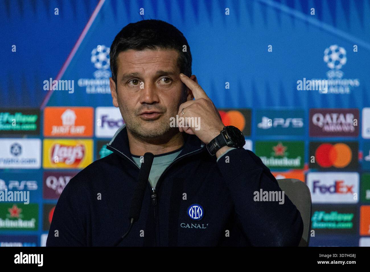 Inter Milan coach Cristian Chivu attends a press conference ahead of ...