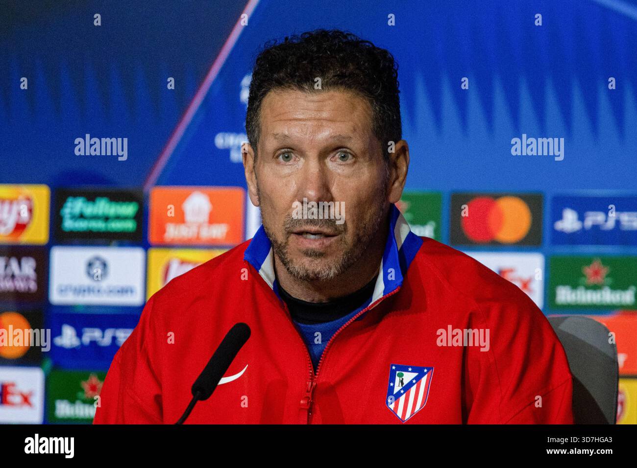 Atletico Madrid coach Diego Pablo Simeone attends a press conference ...