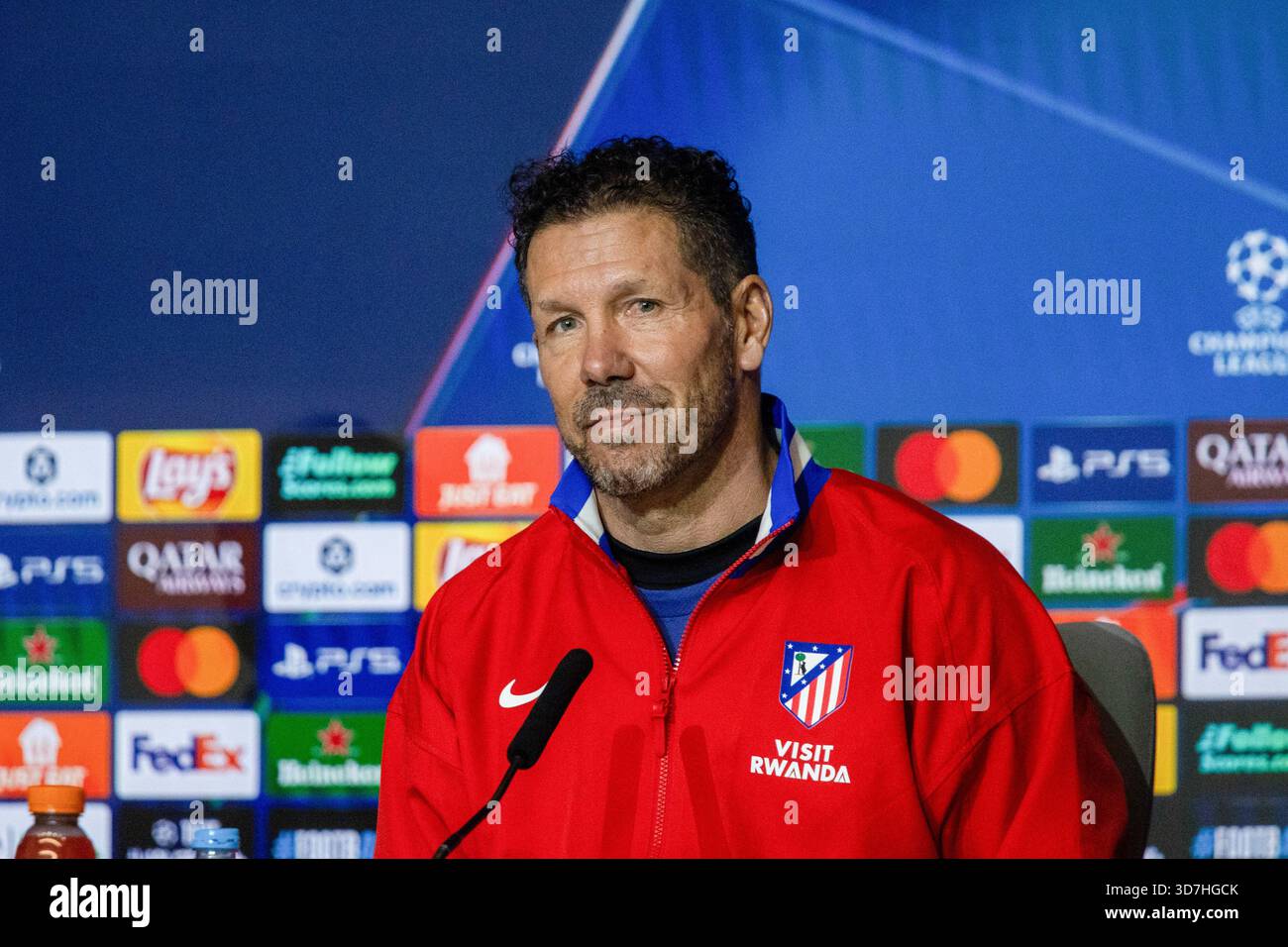 Atletico Madrid coach Diego Pablo Simeone attends a press conference ...
