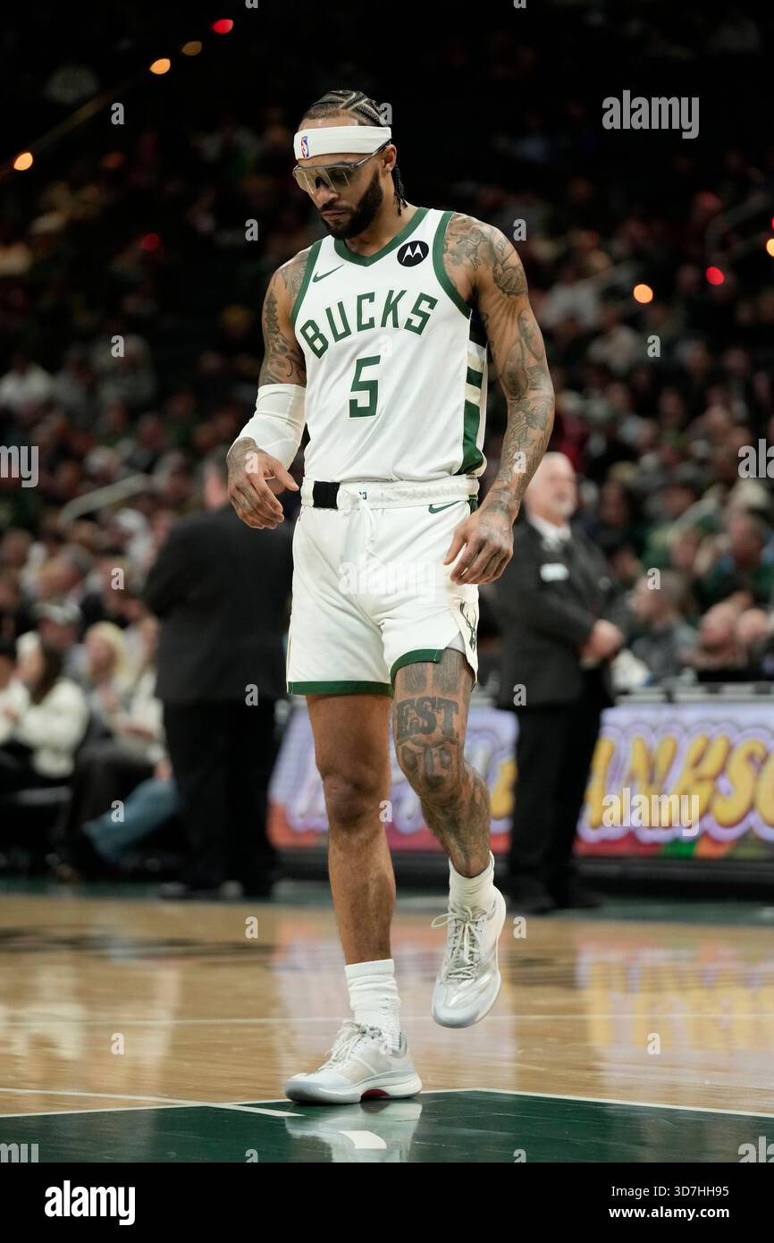 Milwaukee Bucks' Gary Trent Jr. looks on during an NBA basketball game ...