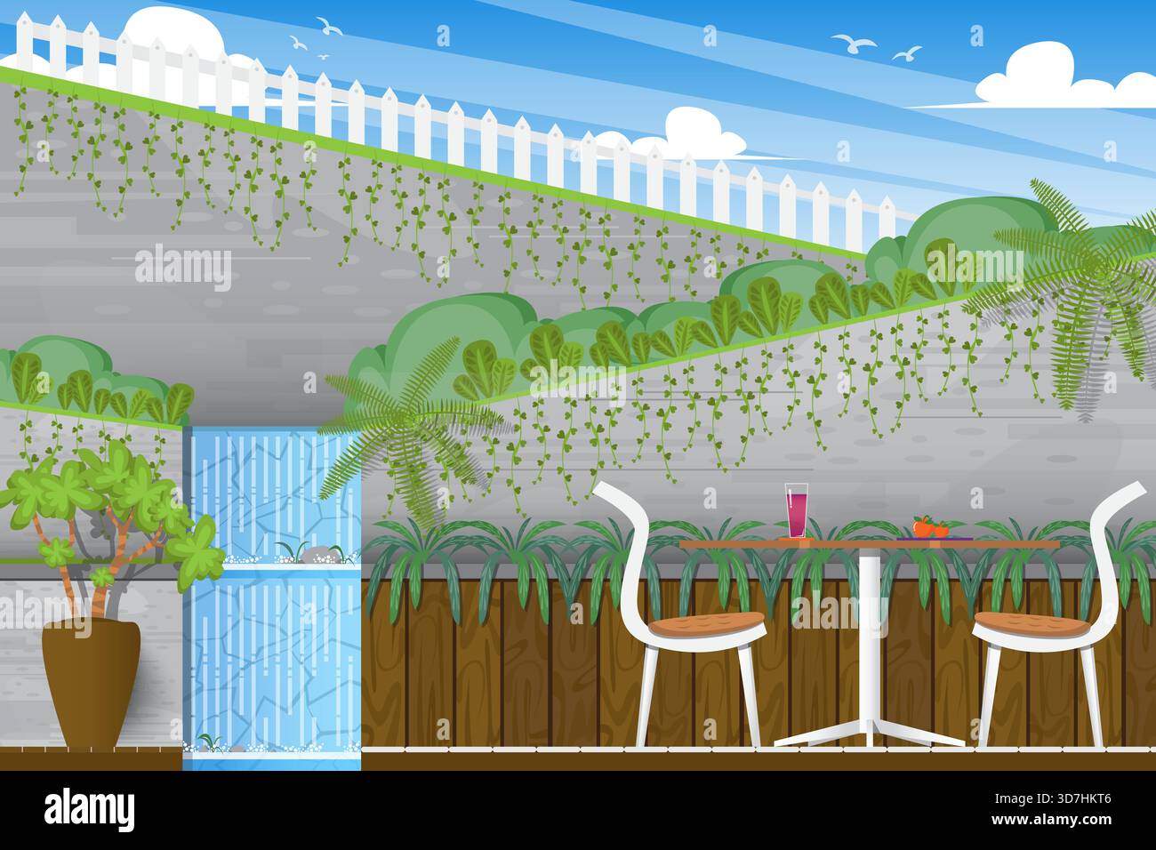 Scene beautiful waterfall on Stock Vector Images - Alamy