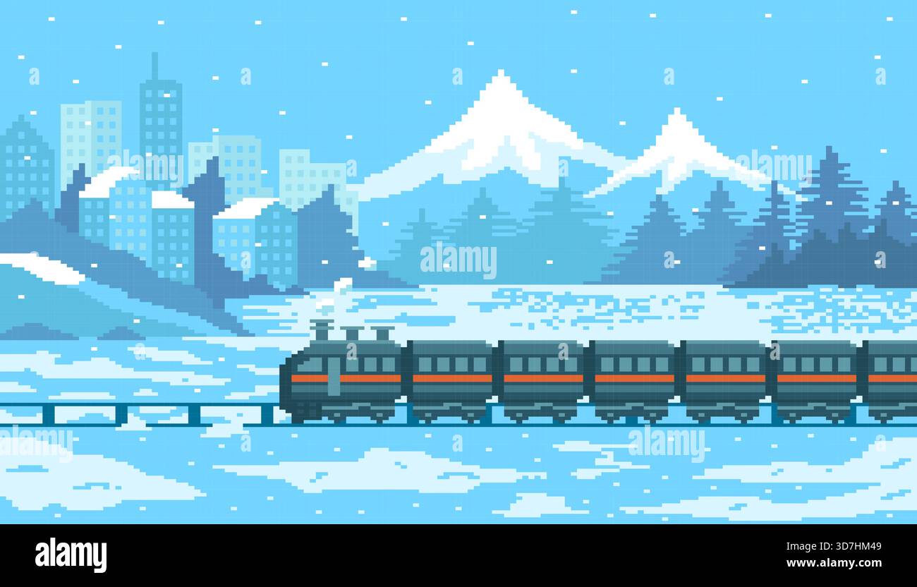 Steam train in snow on Stock Vector Images - Alamy