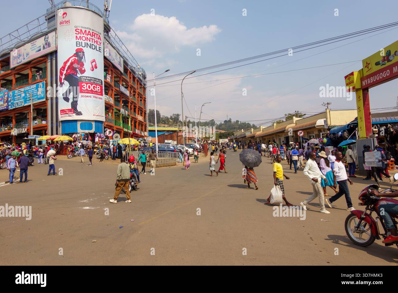 Kigali Rwanda - September 9 2025; Busy capital city street scene with ...