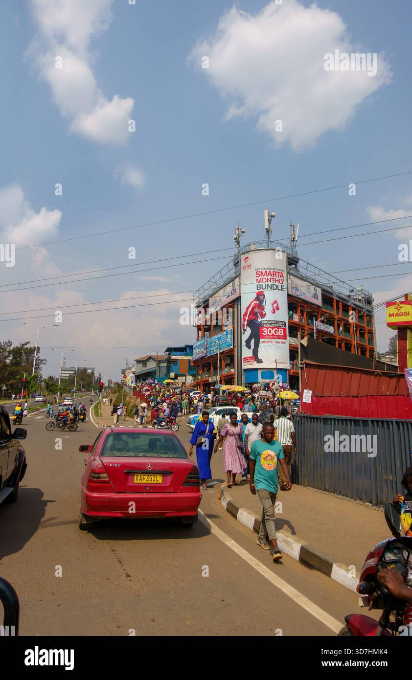 Kigali Rwanda - September 9 2025; Busy capital city street scene with ...