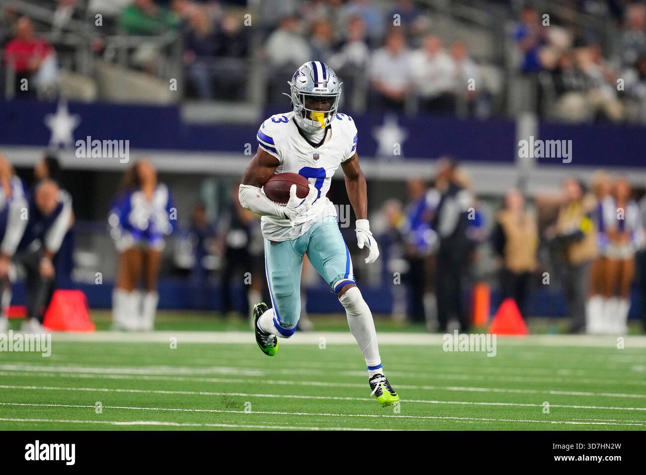 Dallas Cowboys wide receiver George Pickens gains yards after making a ...