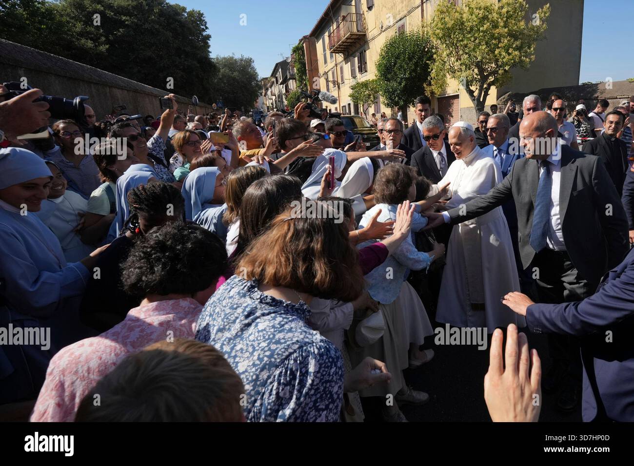 FILE - Pope Leo XIV arrives at the papal summer residence in Castel ...