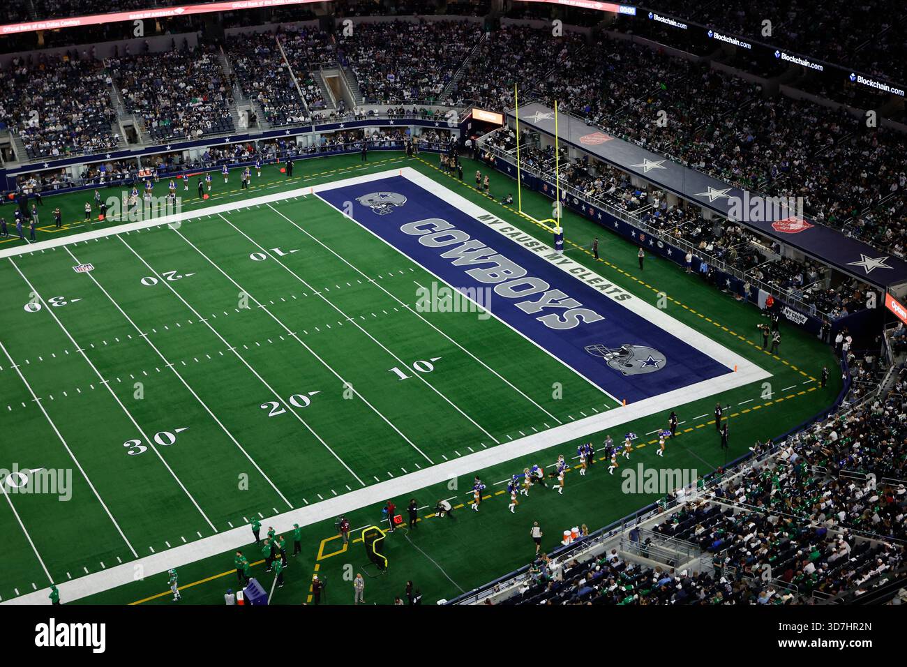 The end zone of AT&T Stadium with the 'My Cause My Cleats" painted on ...