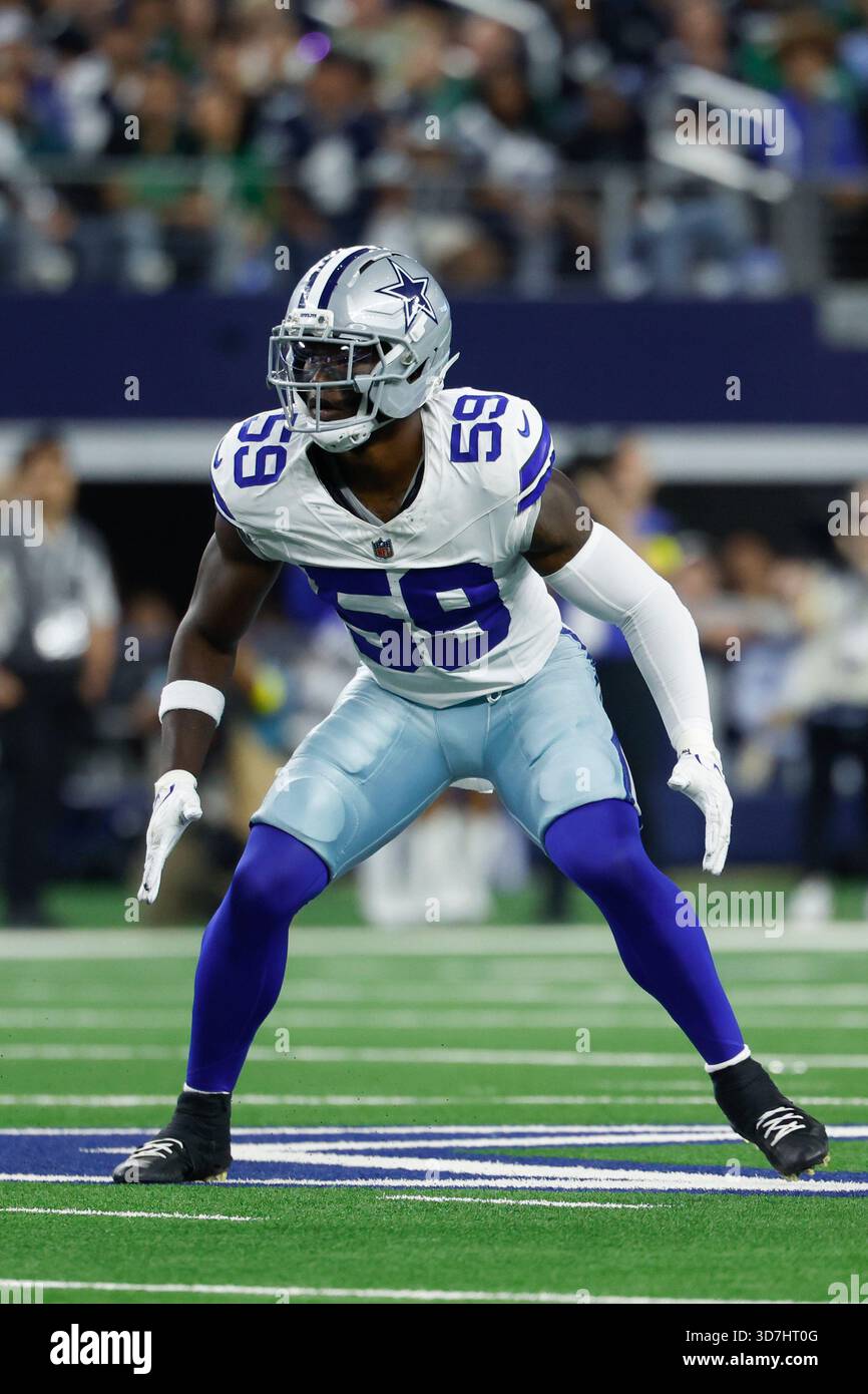 Dallas Cowboys linebacker Kenneth Murray (59) looks to defend during a ...