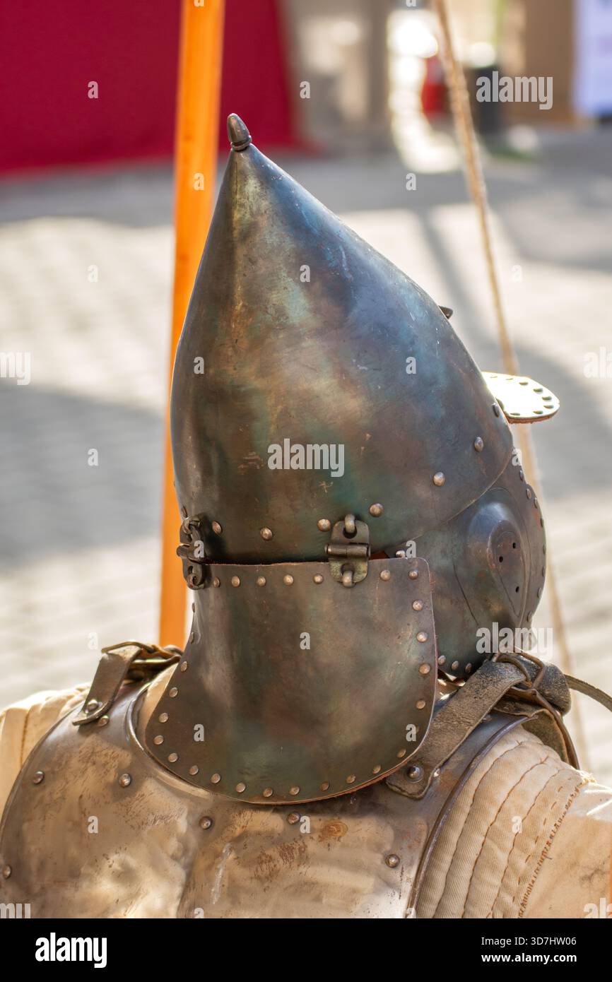 old medieval bascinet-type helmet popular in medieval Europe, evolving ...