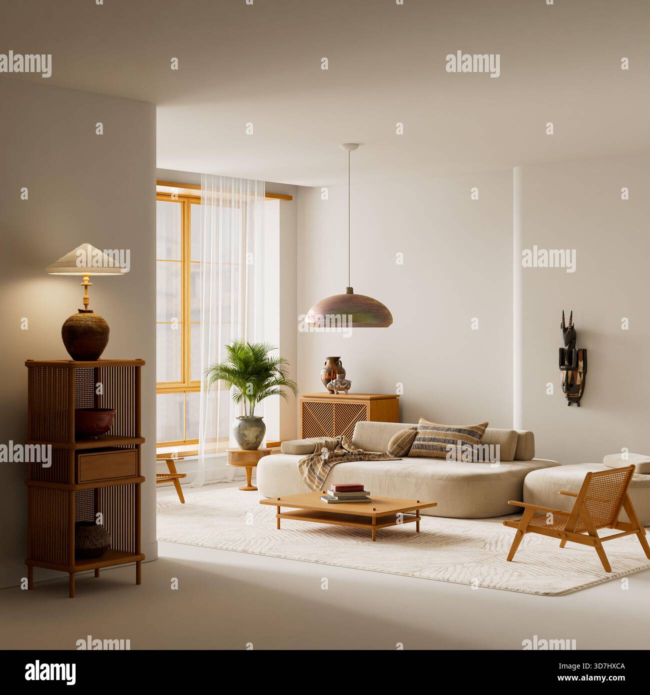 A warm interior with smooth fabrics, wooden surfaces, soft daylight and ...