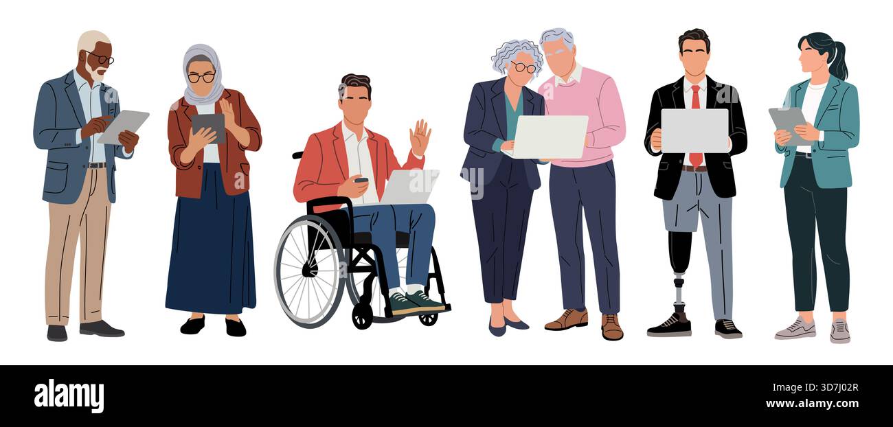 Inclusive wheelchair business people Stock Vector Images - Alamy
