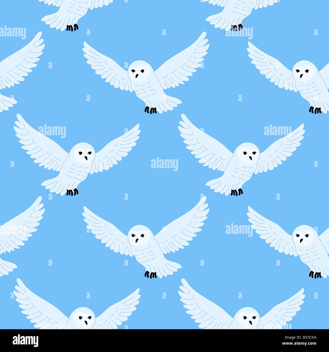 Snowy owls soar through the clear blue sky, displaying their beautiful ...