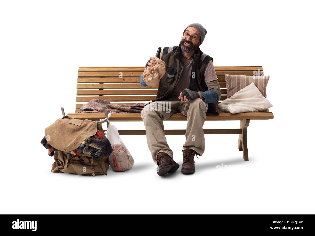 Homeless man drinking from Cut Out Stock Images & Pictures - Alamy