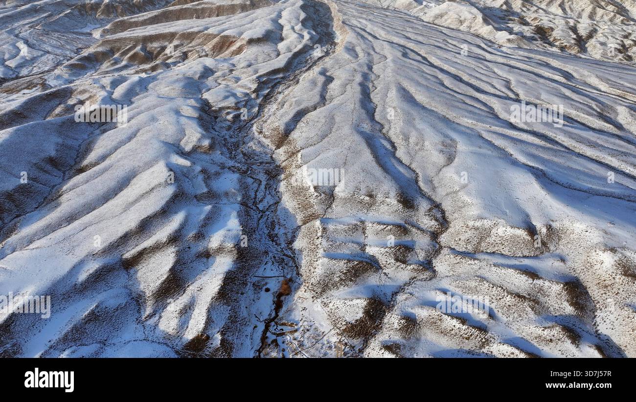 Aerial photo shows the snow scenery in Hami City, northwest China's ...