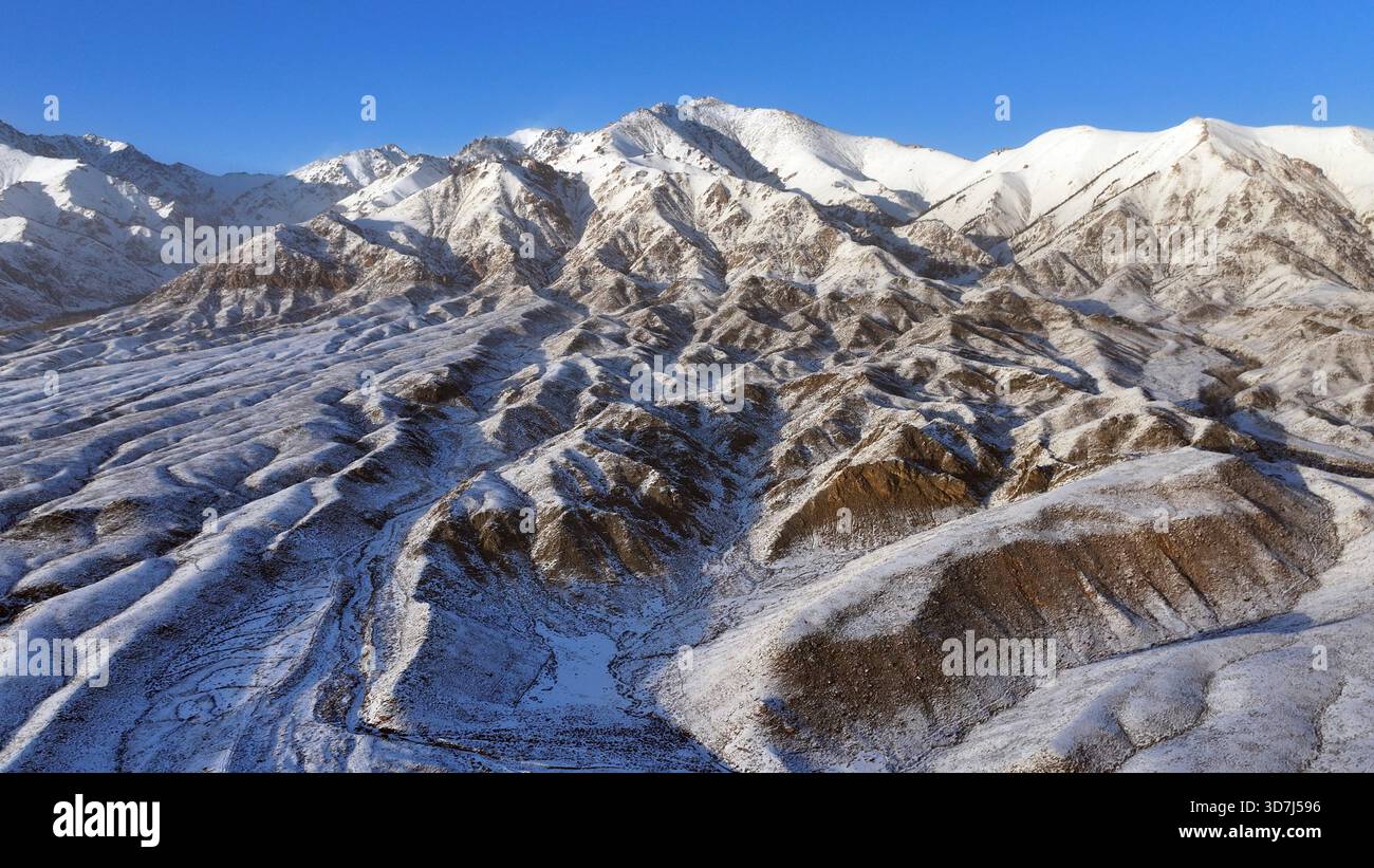 Aerial photo shows the snow scenery in Hami City, northwest China's ...