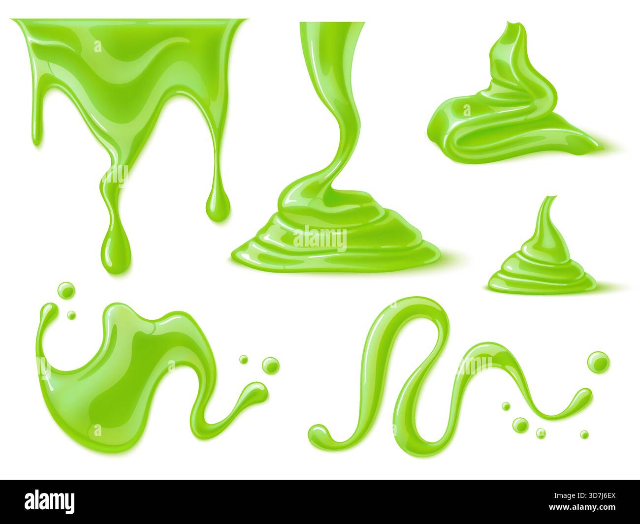 Realistic green slime. Splashes and smudges, toxic liquid, slimy bright ...