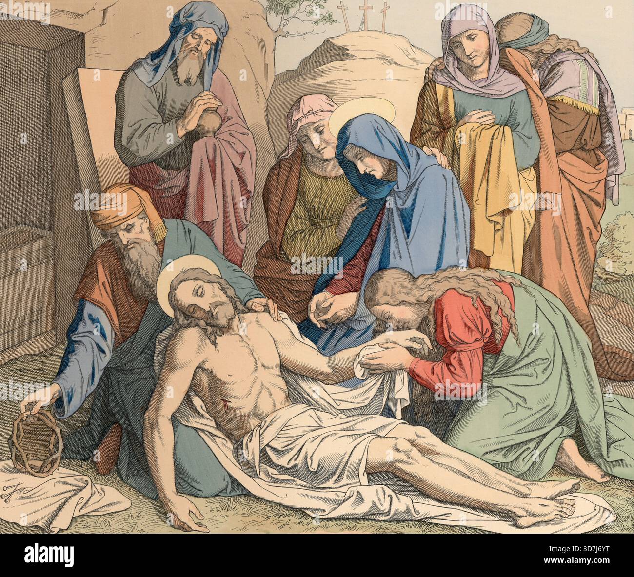 Biblical story: Jesus is laid in the tomb. According to Christian ...