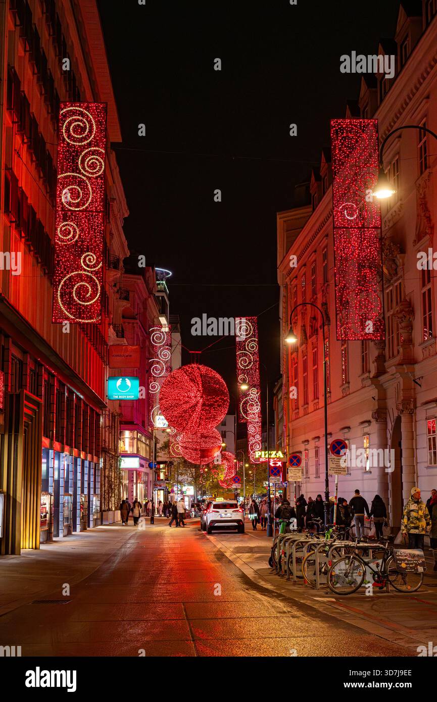 View of Rotenturmstraße in the run-up to Christmas in Vienna's city centre, illuminated in the ...