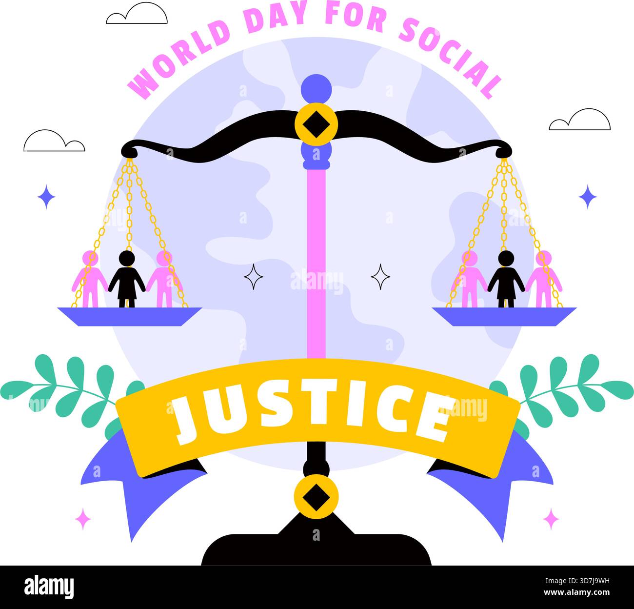 World Day of Social Justice Illustration Featuring Scales and a Gavel ...
