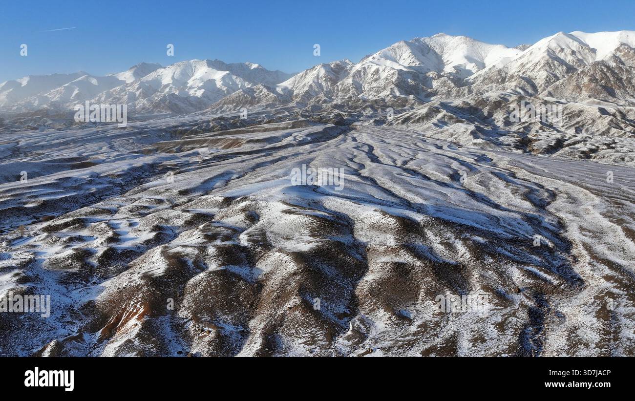 Aerial photo shows the snow scenery in Hami City, northwest China's ...