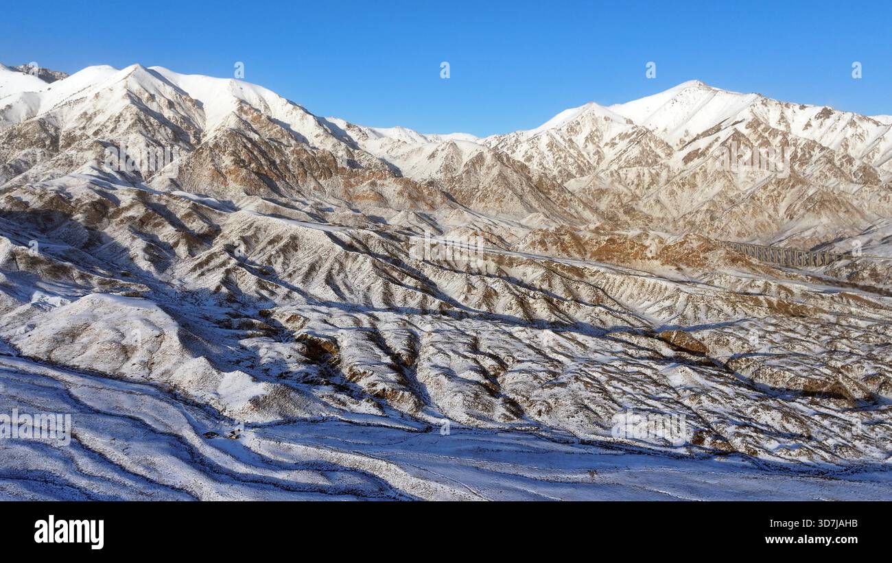 Aerial photo shows the snow scenery in Hami City, northwest China's ...