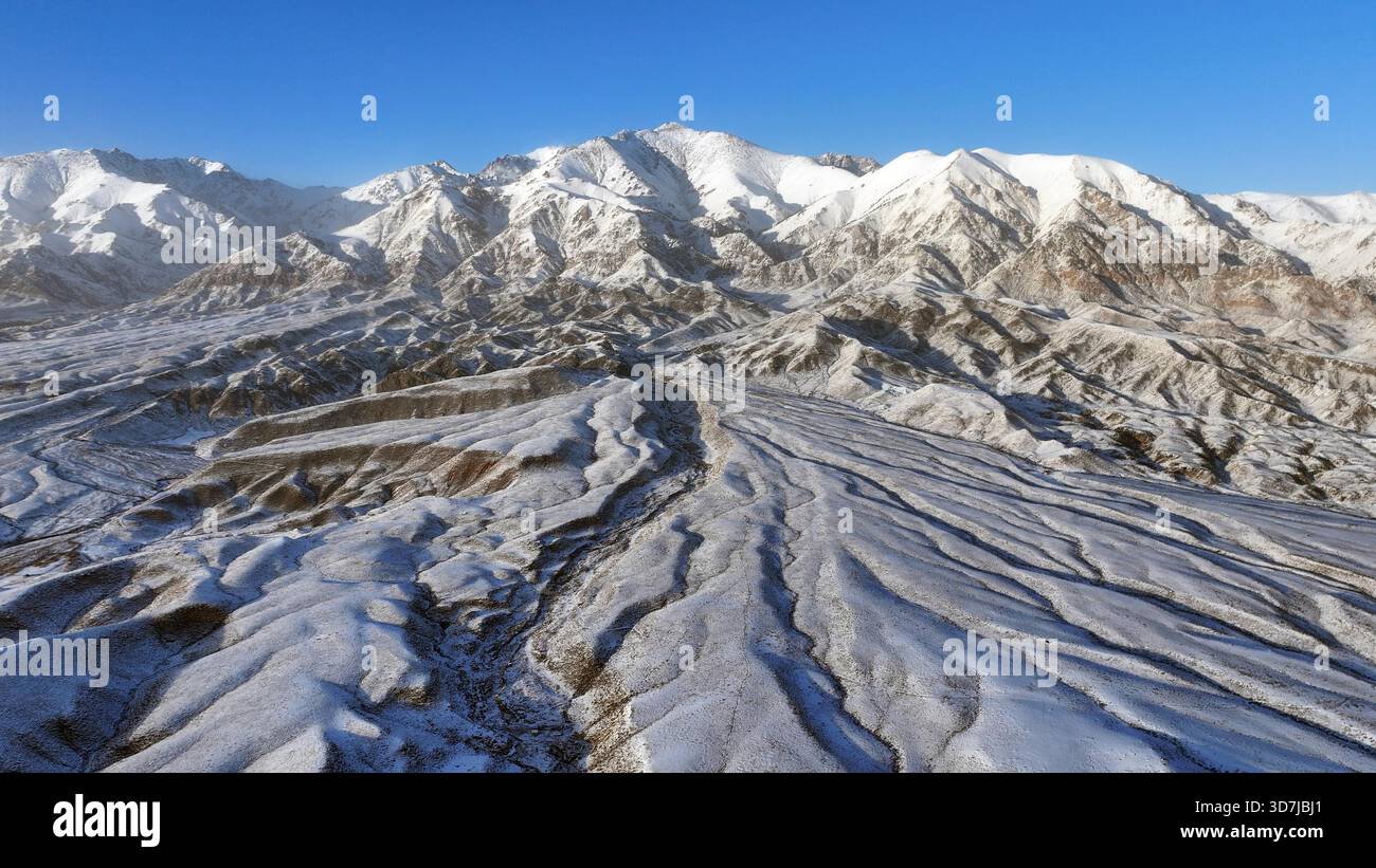 Aerial photo shows the snow scenery in Hami City, northwest China's ...