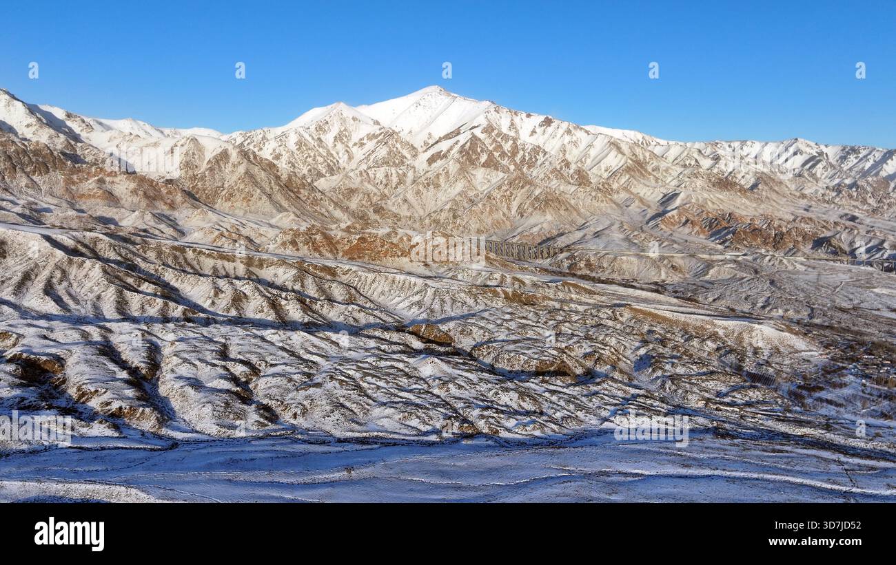 Aerial photo shows the snow scenery in Hami City, northwest China's ...