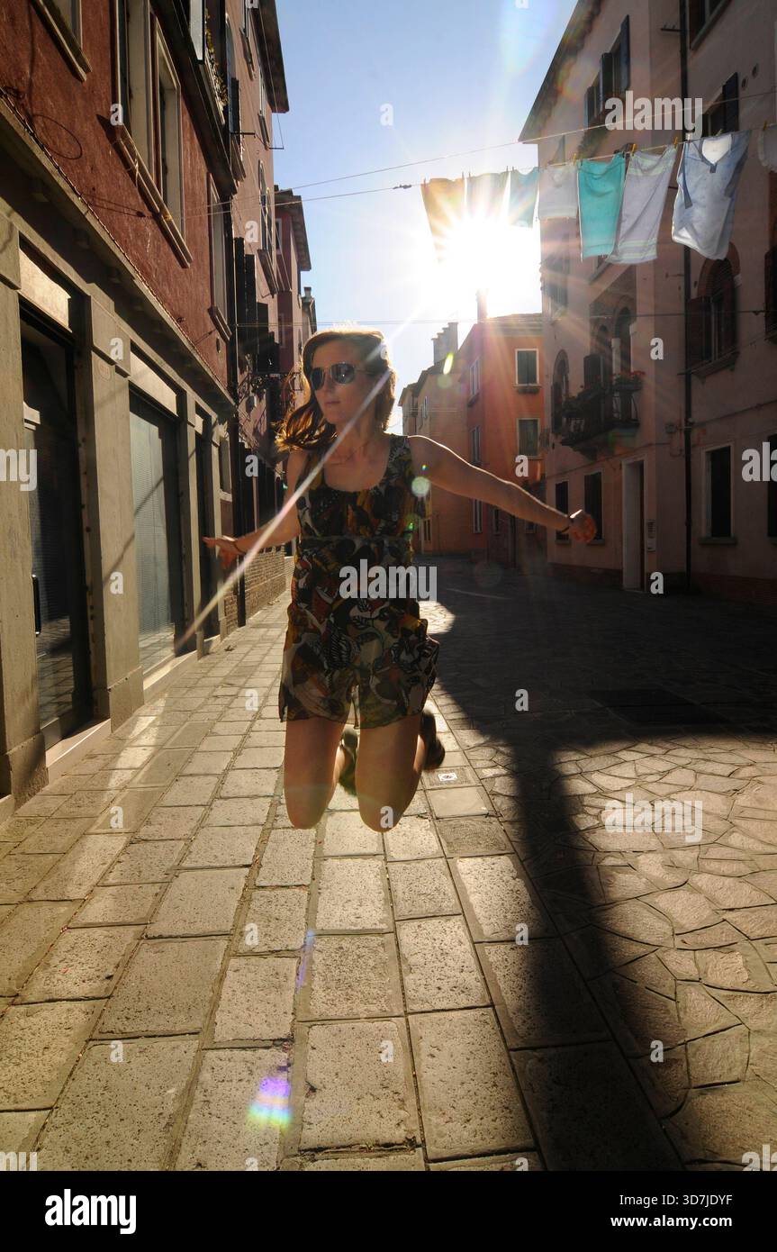 person making a jump for joy, sign of happiness and joy person making a ...