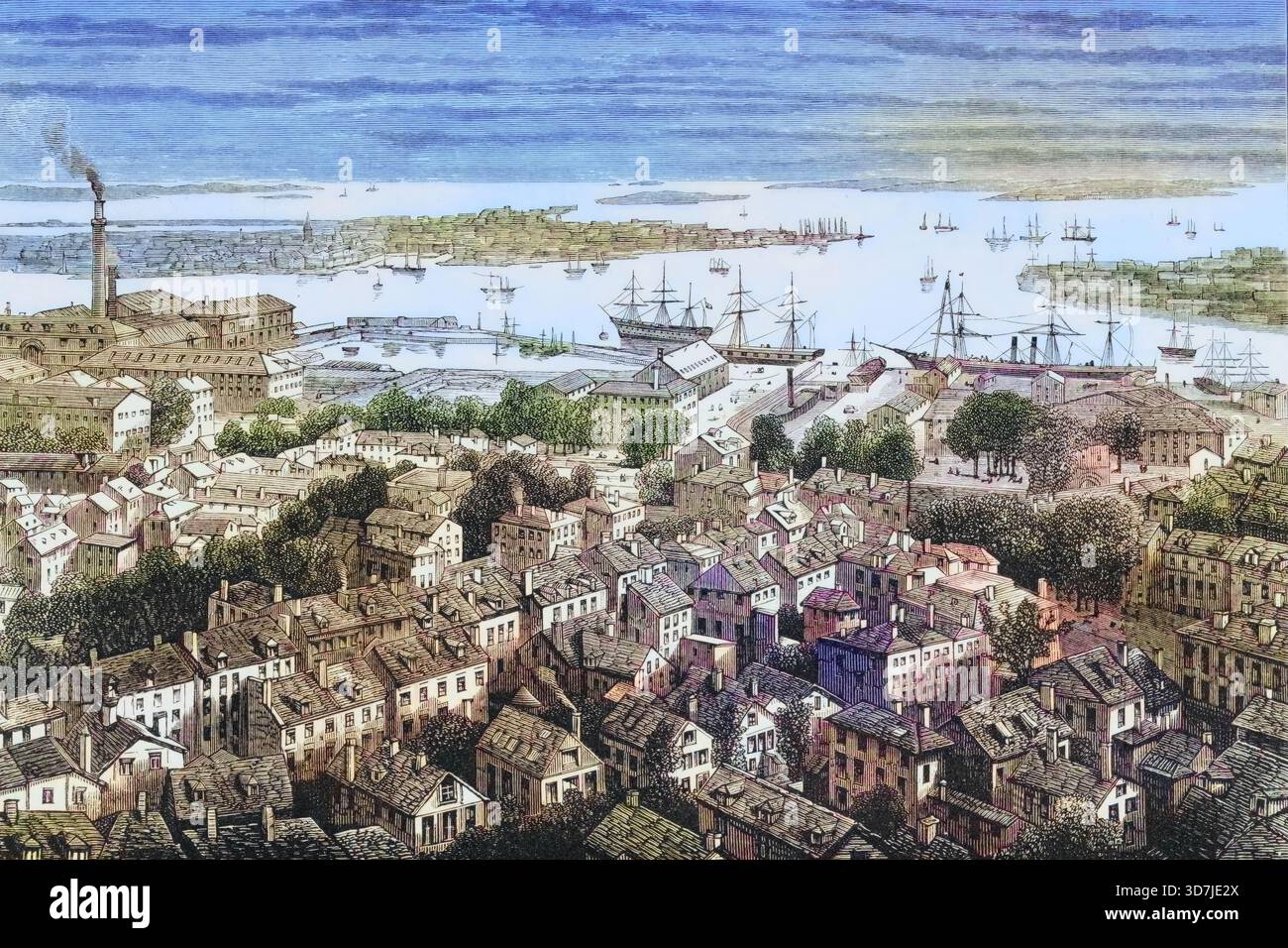 Ansicht von Boston, Massachusetts, von Bunker's Hill in den 1870er ...