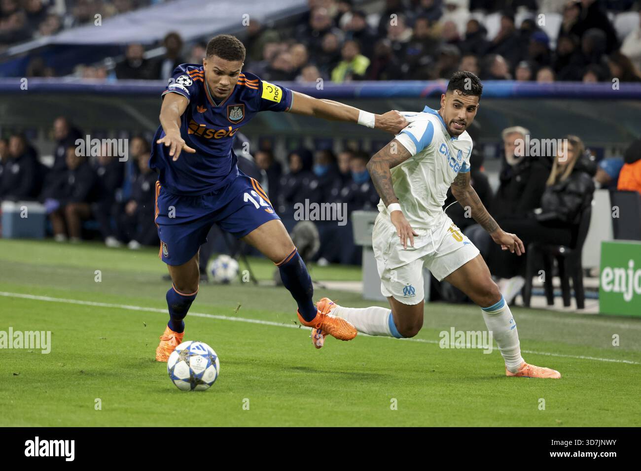 Malick Thiaw of Newcastle, Emerson Palmieri of Marseille during the ...