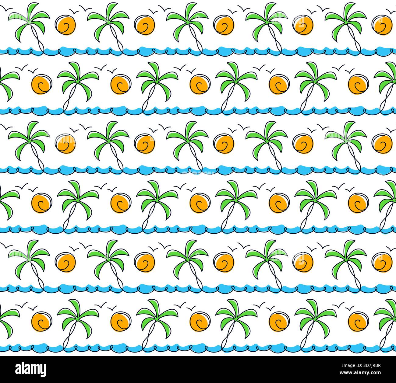 Palm trees line beach Stock Vector Images - Alamy