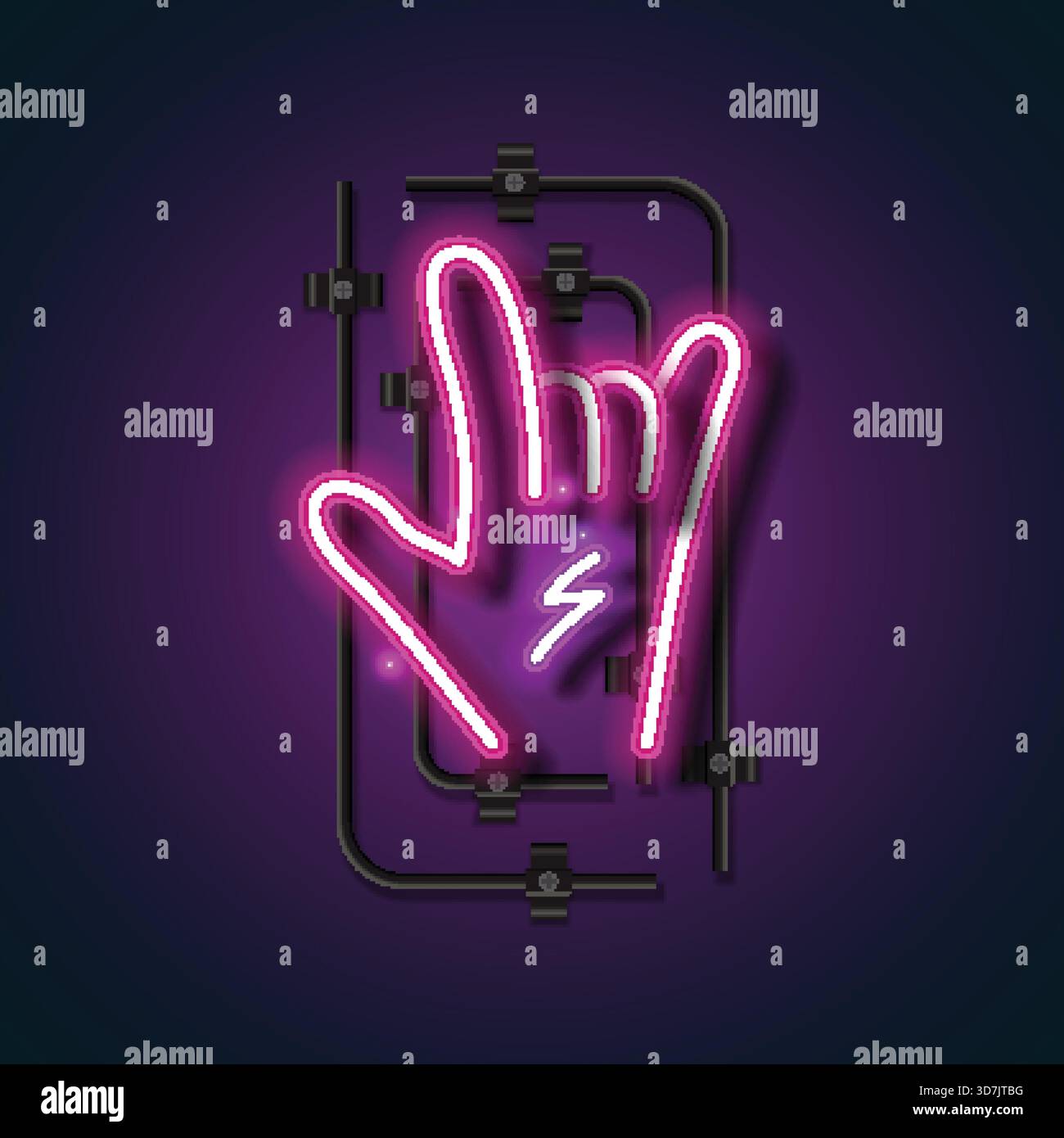 Glowing pink neon outline hand hi-res stock photography and images - Alamy