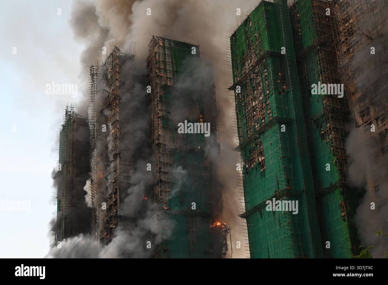 A general view showing the major fire at Wang Fuk Court in Tai Po on ...