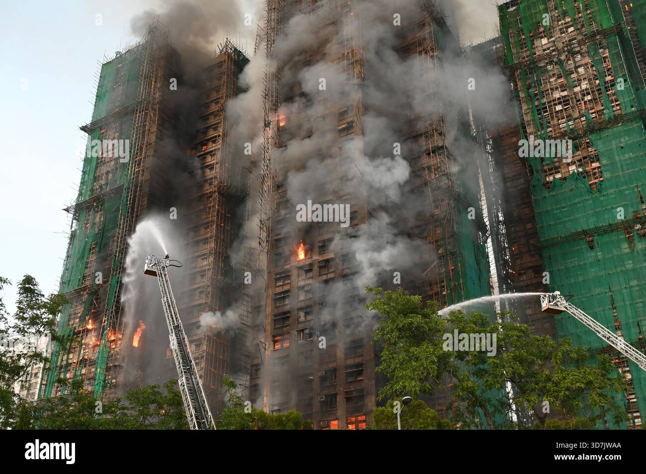A general view showing the major fire at Wang Fuk Court in Tai Po on ...