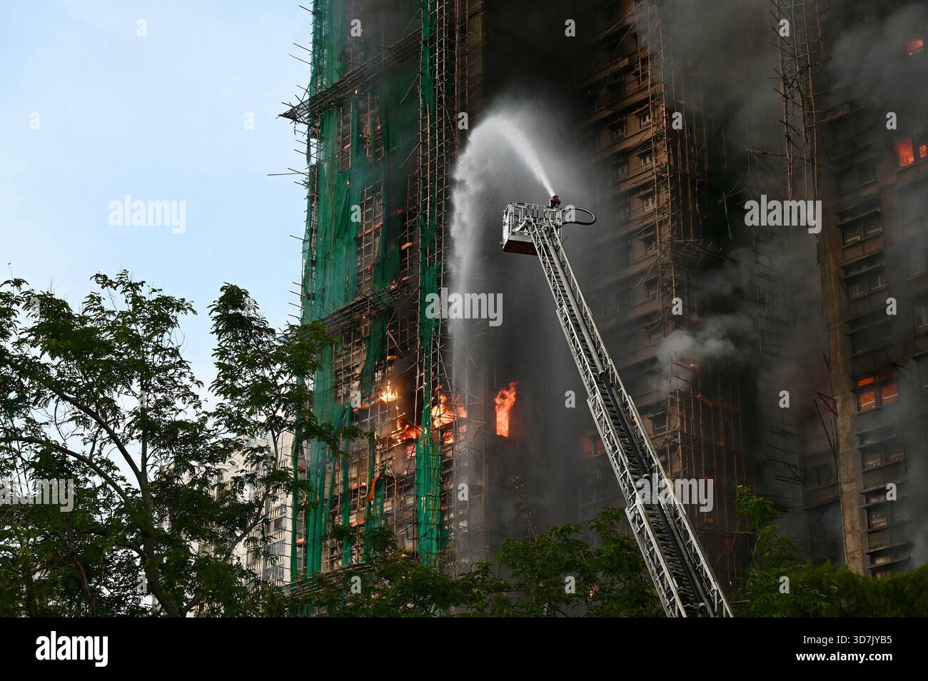 A general view showing the major fire at Wang Fuk Court in Tai Po on ...