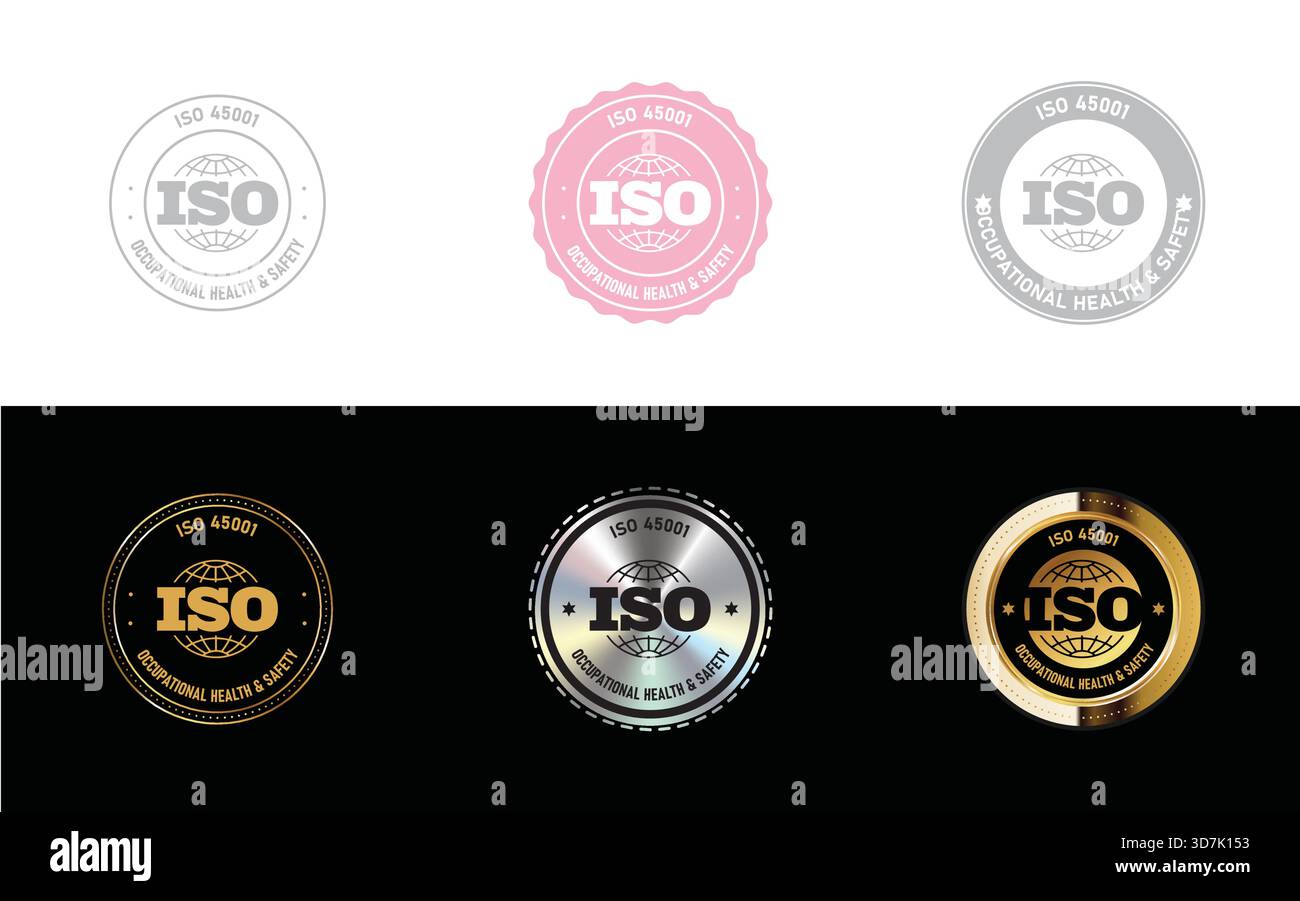 Occupational Health & Safety ISO 45001 Certified Badge – Standard Compliance Seal, Icon, Stamp ...