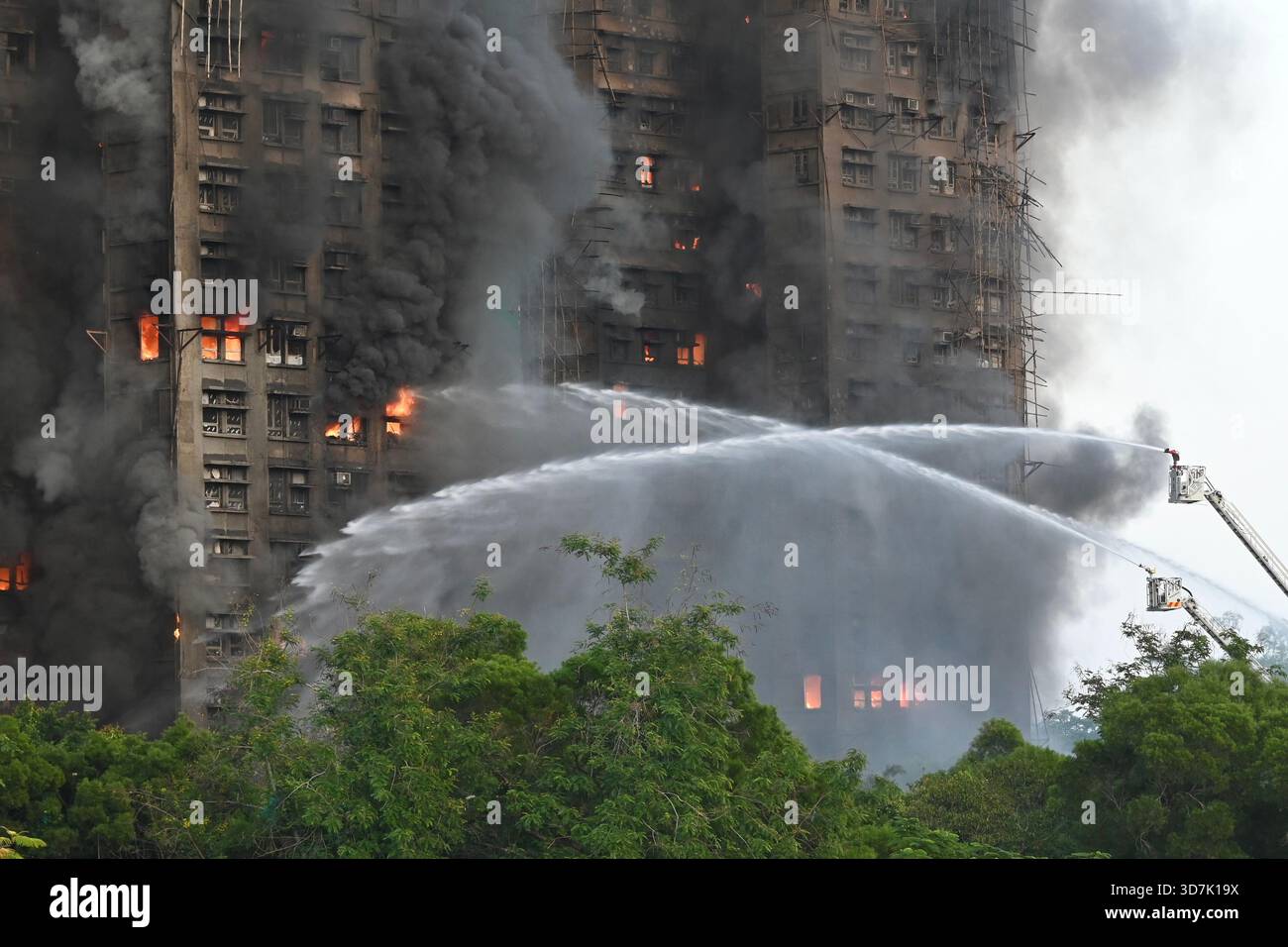 A general view showing the major fire at Wang Fuk Court in Tai Po on ...
