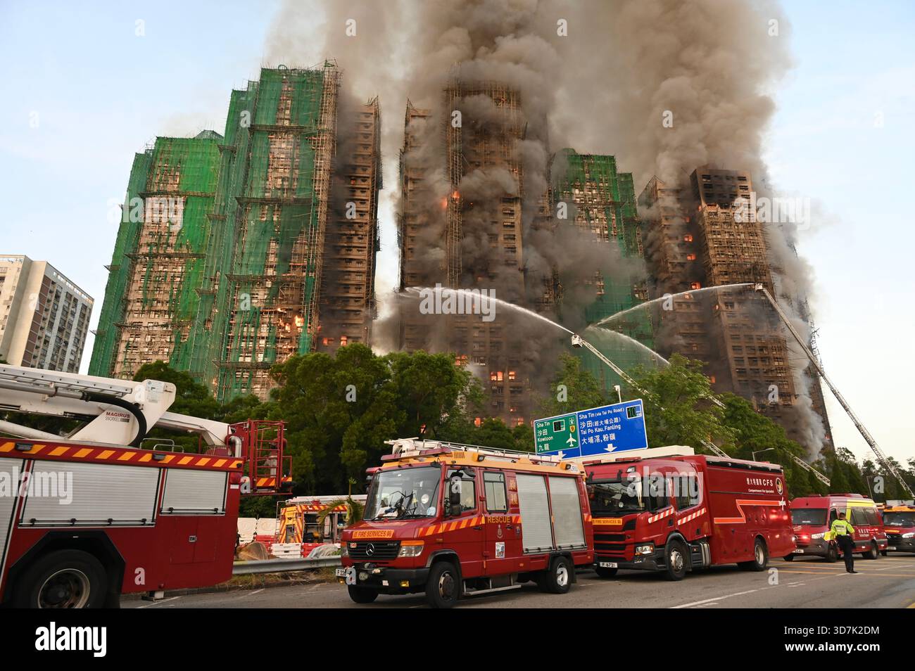 A general view showing the major fire at Wang Fuk Court in Tai Po on ...