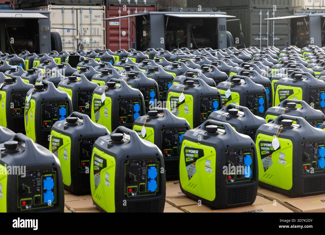 A large batch of mobile electric generators, intended as vital aid for ...