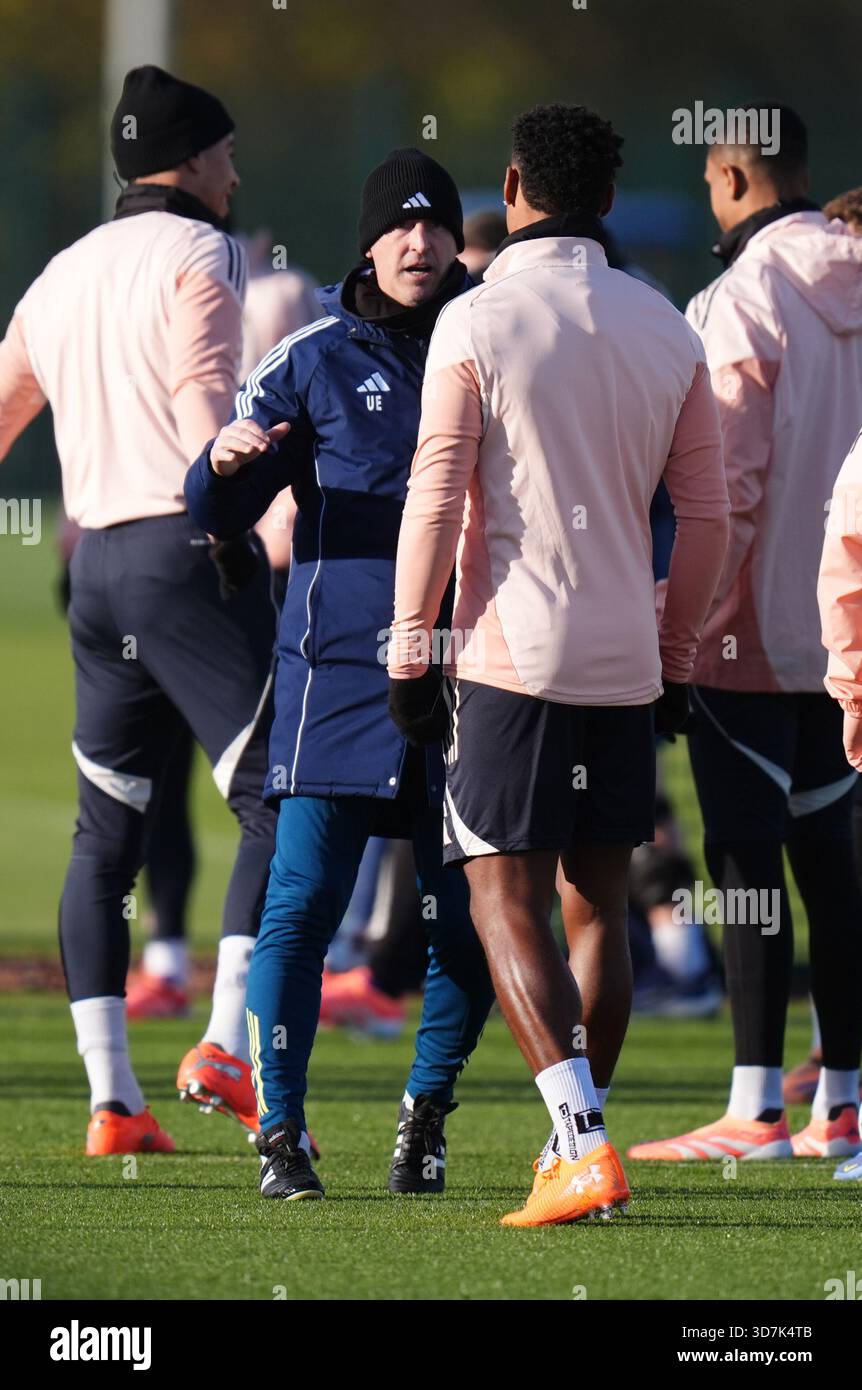 Aston Villa manager Unai Emery speaks with Ollie Watkins during a ...