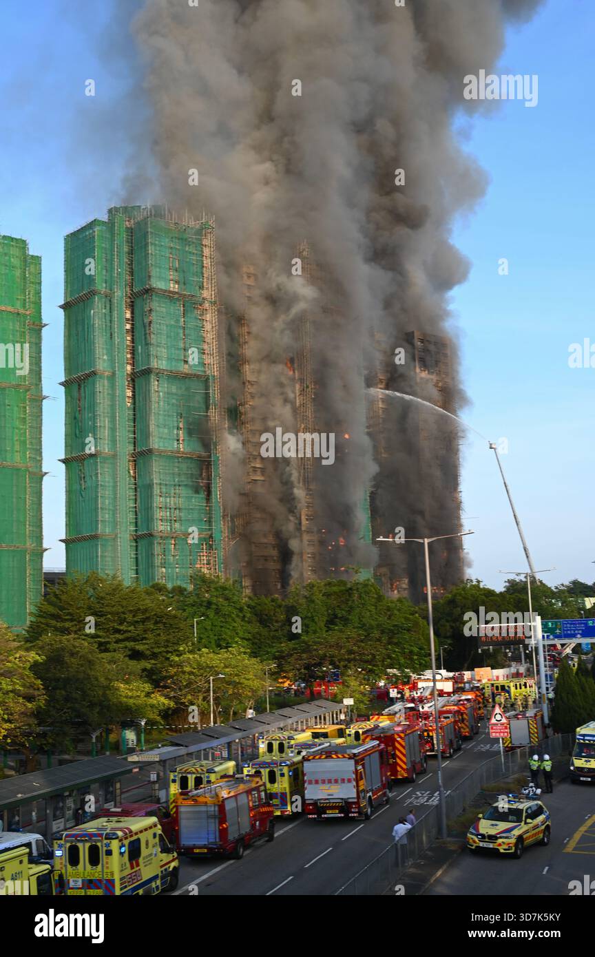 A general view showing the major fire at Wang Fuk Court in Tai Po on ...