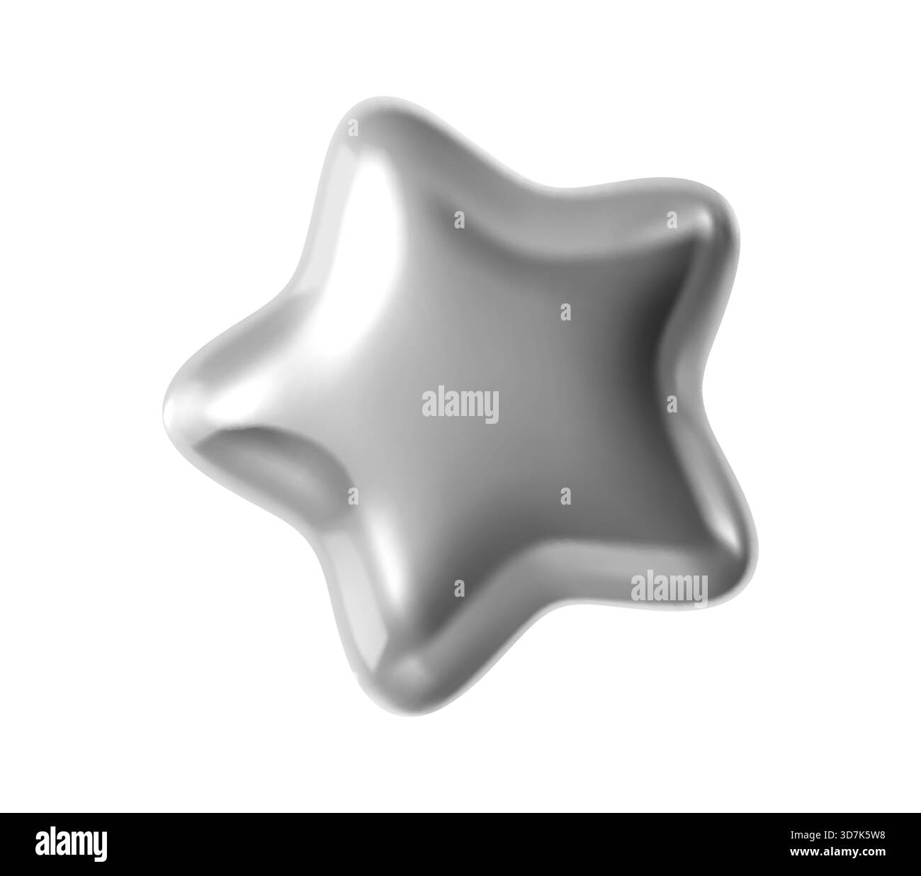 Silver metallic 3d thick five point star realistic shape. Client ...