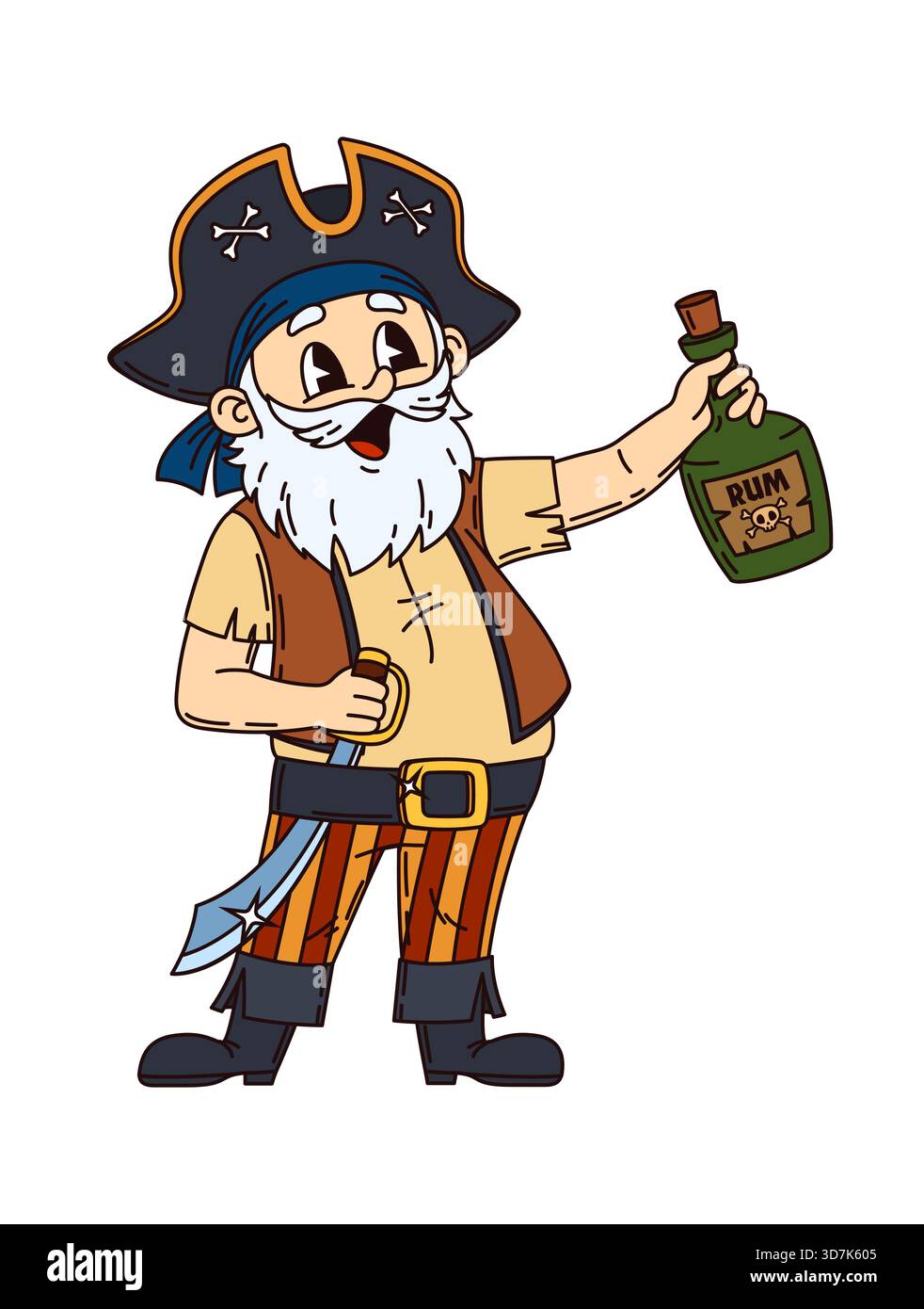 Corsair pirate drunk sailor groovy character. Buccaneer or privateer ...
