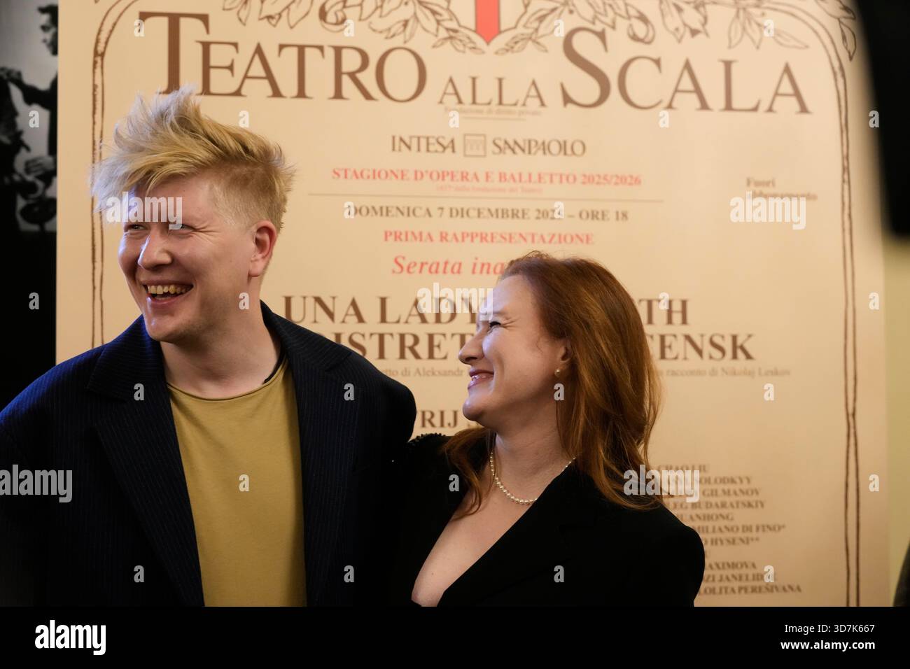 Director Vasily Barkhatov, left, and main character Sara Jakubiak attend a press conference to ...