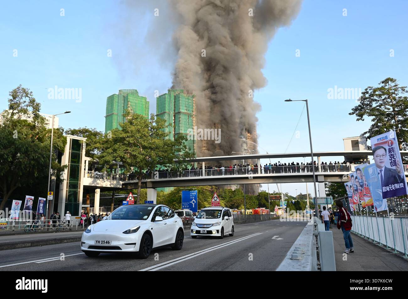 A general view showing the major fire at Wang Fuk Court in Tai Po on ...