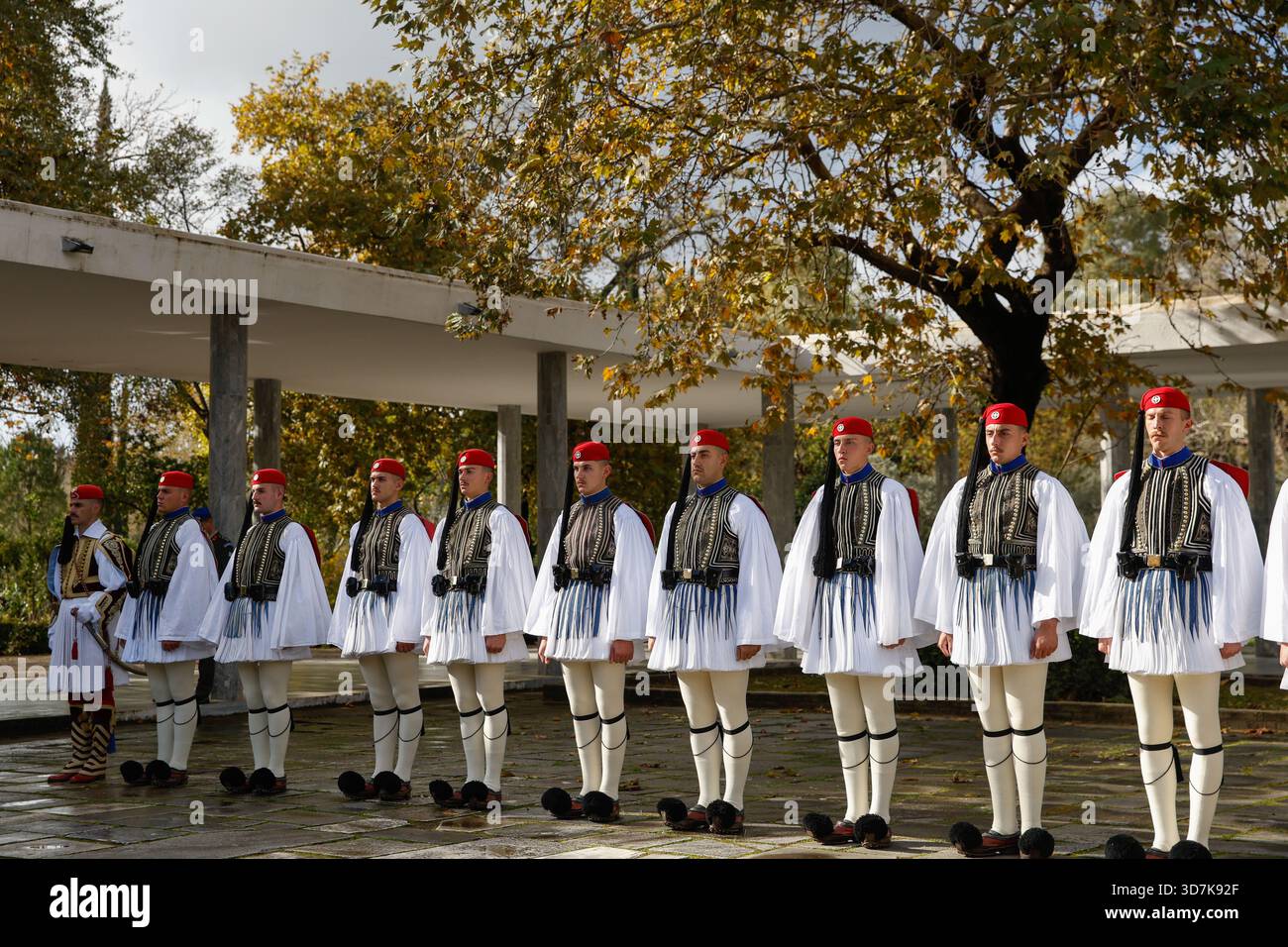26 November 2025, Greece, Olympia: Greek Presidential Guard during the ...
