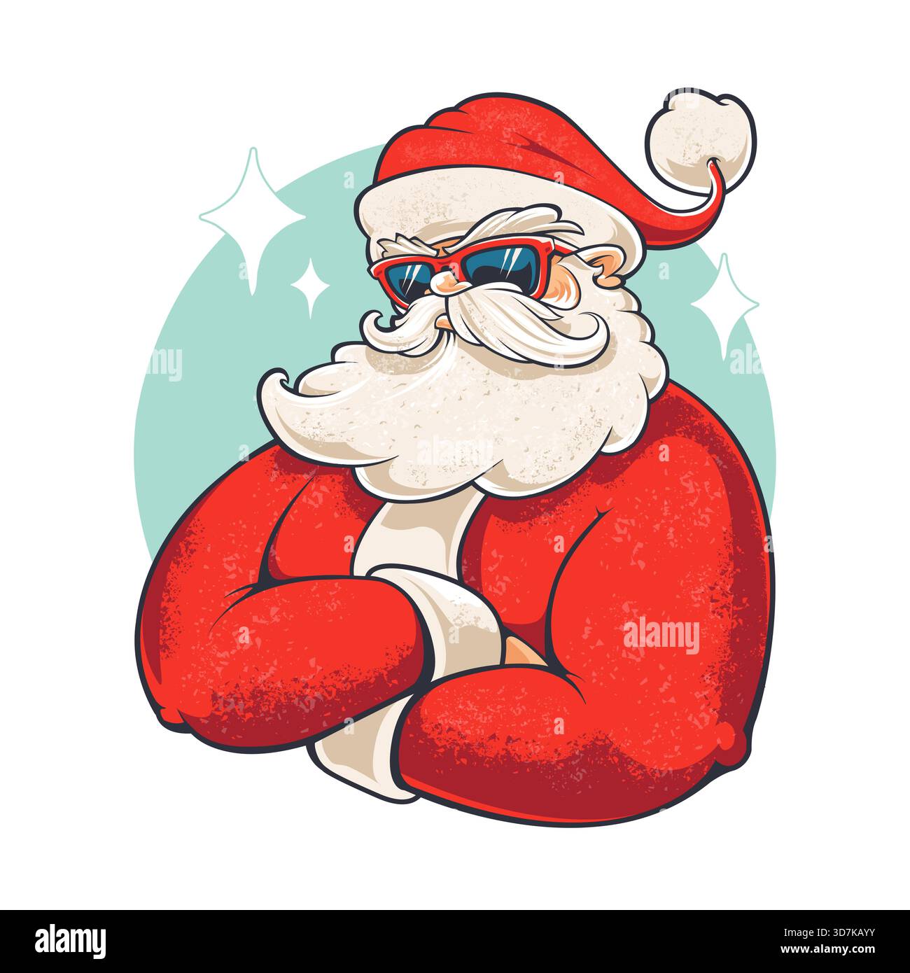 Cool tough Santa Claus in retro cartoon style with sunglasses and grain ...